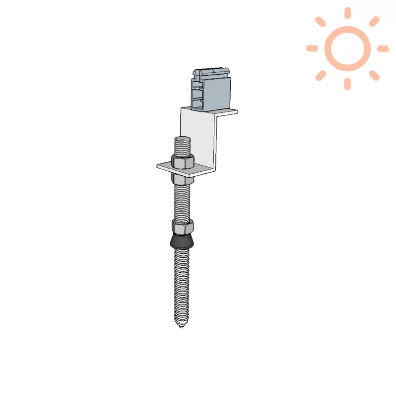 KD Solar hangerbolt with push-clip bracket for long-rail